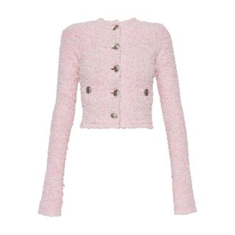 Balenciaga Cropped Tweed Cardigan - - Knitwear - Damen - Rosa - M