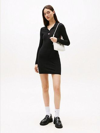 Tommy Hilfiger Robe pull courte moulante à badge Tommy