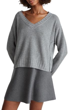 Benetton Damen Maglia Scollo V M/L 126wd402z Pullover, grau, XL