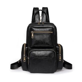 Nicole & Doris Sacs &agrave; Main Port&eacute;s Dos Femme Petit Sac a Dos R&eacute;tro Sac de Poitrine Sac &agrave; Dos Multipoches en Cuir PU Mini Daypacks pour College Travaille Voyage Noir