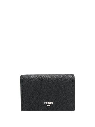 Fendi portefeuille en cuir grainé à logo imprimé - Noir