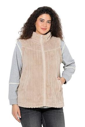 Ulla Popken Teddyweste Gilet, Mastic foncé, 54-56 Femmes