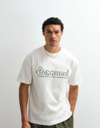 Cernucci T-shirt coupe classique avec logo surpiqu&eacute; - Blanc cass&eacute;