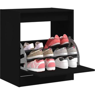 vidaXL Armoire &agrave; chaussures noir 60x42x69 cm bois ding&eacute;nierie