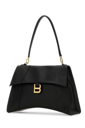 Balenciaga Womens Black Leather Hourglass Shoulder Bag Borse A Mano