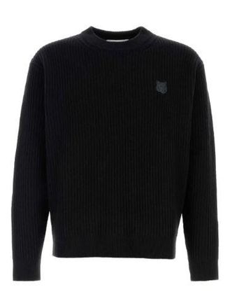 Maison Kitsun&eacute; | Fox Head Wool Ribbed Jumper - L