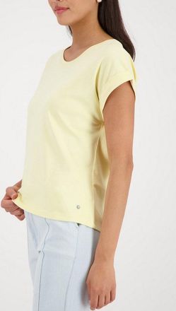 Monari T-Shirt Pima uni Rundhalsausschnitt, reine Baumwolle, Kurzarm mit Aufschlag