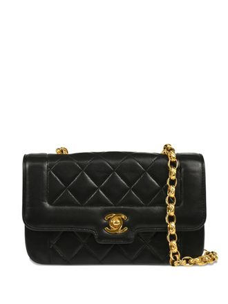 Chanel mini sac Diana à design matelassé (années 1990) - Noir