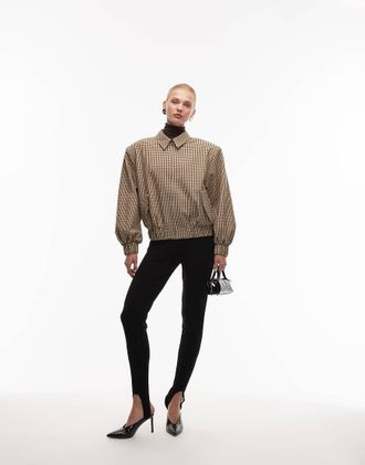 Asos Bomber zipp&eacute; &agrave; &eacute;paulettes et &agrave; carreaux - Monochrome-Multicolore