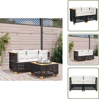 vidaXL Garten-Ecksofas mit Kissen 2 Stk. Schwarz Poly Rattan - Outdoor M&ouml;bel - Gartenm&ouml;bel - Ecksofa - Esszimmergarnitur - Lounge Set