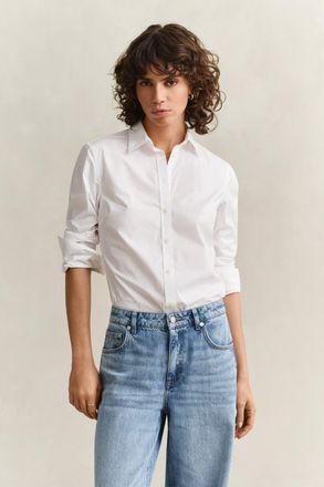 GANT Damen Slim Fit Popeline Bluse (32) Wei&szlig;