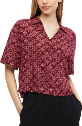 s.Oliver Druckbluse S.OLIVER, Damen, Gr. 36, rot (schwarz pomegranate), Web, Obermaterial: 100% Viskose, gemustert, l&auml;ssig geschnitten h&uuml;ftlang, V-Ausschnitt, 