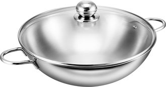 Kopf Wok Induktion mit Deckel Josie (Edelstahl, Ø 32 cm) Wokpfanne Induktion