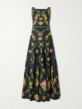 Agua Bendita Abeja Maxikleid Aus Leinen Mit Blumenprint - Mehrfarbig