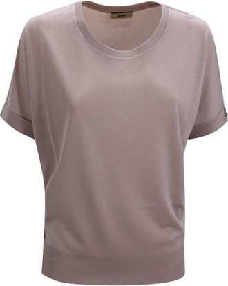 Herno Femme, Tops, Rose, Taille: 38 FR T-shirt &agrave; Bordures C&ocirc;tel&eacute;es