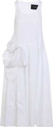Simone Rocha Femme, Robes, Blanc, Taille: 34 FR Pressed Rosette Tapered Back Flounce Dress