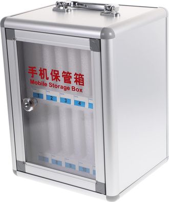 NUOBESTY Aluminiumlegierung Handy Aufbewahrungsschrank Fächer mit Sicherheitsschloss Wandmontage und Tragbar für Schule Büro Restaurant