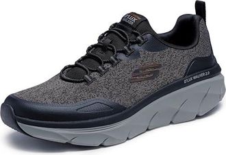 Skechers Homme Dlux Walker 2.0 Steadyway Basket, Black Mesh/Synthetic/Charcoal Trim, 46 EU