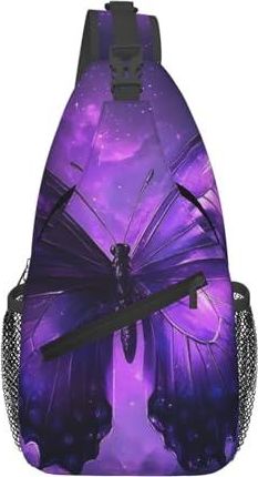 Generic Sac &agrave; dos &agrave; bandouli&egrave;re magique avec papillon violet pour homme, sac &agrave; dos de randonn&eacute;e