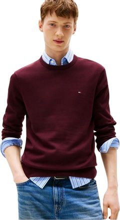 Tommy Hilfiger Pullover f&uuml;r Herren, Rundhalsausschnitt, Baumwolle (Weinrot)