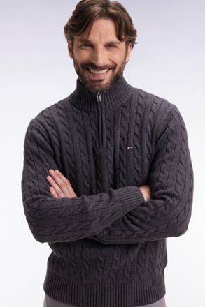 Eden Park Pull Col Camionneur En Coton Torsad&eacute; Gris