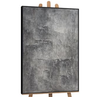 Yohji Yamamoto Art Stilvoll Strukturiert Abstrakt Acryl Gem&auml;lde auf Leinwand Grau Farben mit Rahmenhandgemalt Wandbild Stilvoll Wohnzimmer Wohndekor Bilder B&uuml;ro 140x