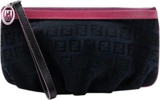 Fendi Pochette de poignet Pre-owned en toile - Femme - Pre-owned - Noir - Taille: ONE Size