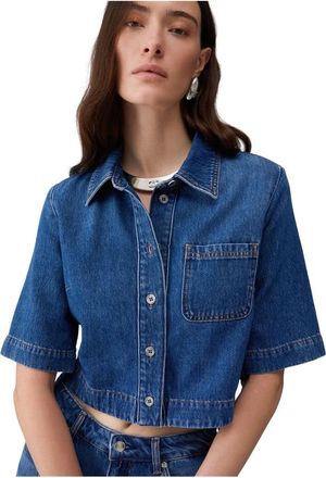 Liu Jo Femme, Blouses et Chemises, Bleu, Taille: 40 FR Chemise en jean bleu