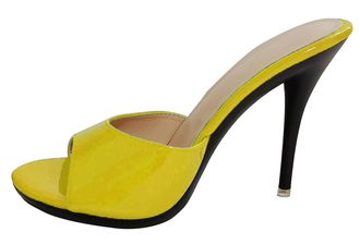 Minitoo High Heels Pantoletten Sexy fur Damen Peep Toe Sommer Sandalen Mules TM011 Dunkel Gelb EU 42