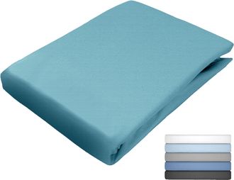 JACK Uni Spannbettlaken Satin 100x200 / 140x200 / 180x200 cm einfarbig Spannbetttuch viele Farben, Farbe:Petrol, Größe:100x200cm Spannbettlaken