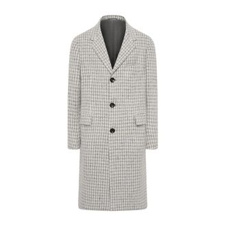Kiton Hahnentritt Kaschmir-Mischung Mantel - - Coats - Herren - Grau - L
