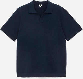 Arket Strukturiertes Polohemd -Blau