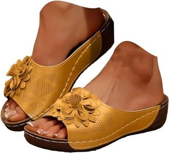 Generic Sandales orthop&eacute;diques habill&eacute;es &agrave; enfiler pour femme - L&eacute;g&egrave;res et &eacute;paisses - Confortable - Soutien de la vo&ucirc;te plantaire - Semelle compens&eacute;e - Bout o