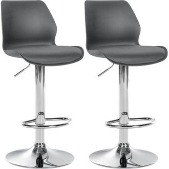 Clp Lot de 2 tabourets de bar Gilbert Gris Plastique