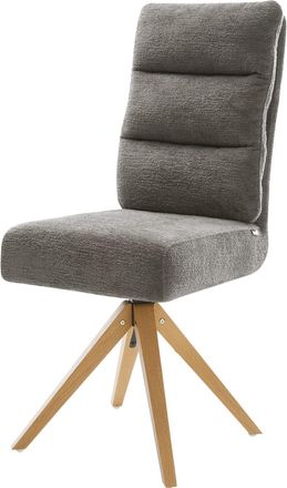 DELIFE Esszimmerstuhl Pela-Flex Holzgestell kantig Natur Boucl&eacute; Soft Schlamm 180&deg; drehbar Taschenfederkern