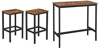 Vasagle Bartisch, Küchentisch, Küchentresen, rechteckiger Stehtisch, stabiles Metallgestell, 100 x 40 x 90 cm & Barhocker, 2er Set, Barstühle, Küchenstühle, f