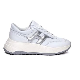 Hogan Femme, Chaussures, Blanc, Taille: 38 EU Baskets en Cuir Beige avec Accents M&eacute;talliques