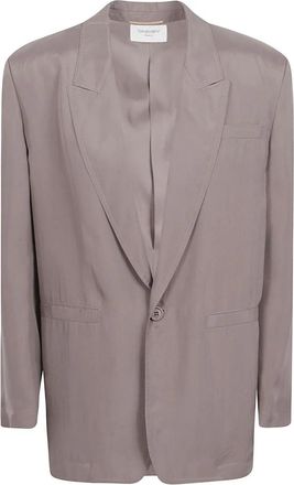 Saint Laurent Seidenjacke mit Knopfverschluss - - Jackets - Damen - Grau - M