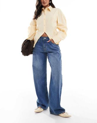 Daisy Street Luna - Straight Jeans in Blau mit mittelhohem Bund