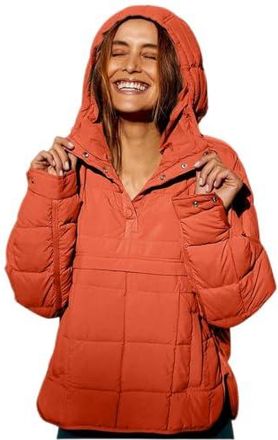 Generic Gloryboom Gloryboom Veste bouffante surdimensionn&eacute;e &agrave; capuche pour femme pour lautomne et lhiver, Orange, XXL