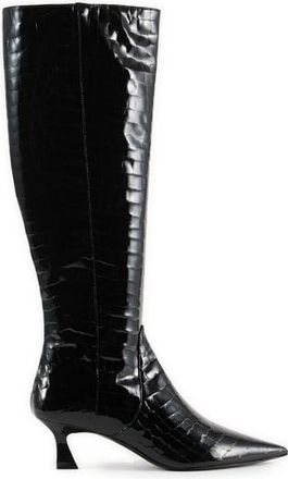 Stuart Weitzman Bottes hautes en cuir verni python