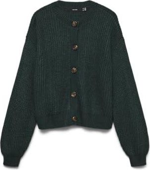 Vero Moda Vero Moda Ls O-Neck Vmlea Noos Cardigan à col Rond, Vert pin, XXS Femme