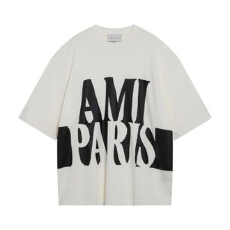 Ami Oversize-Passform 3/4-&Auml;rmel T-Shirt mit PR - - Tops - Herren - Wei&szlig; - M