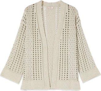 Oltre Femme, Pulls, Gris, Taille: 38/40 FR Cardigan court ajour&eacute; en lurex