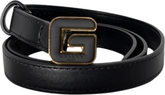 Ga&euml;lle Paris Schwarzer Eco-Leder Mini G&uuml;rtel mit Emaille G Schnalle - - Accessories - Damen - Schwarzk - 100 CM