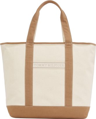 Tommy Hilfiger Damen Tote Bag Tasche Summer Canvas Tragetasche, Beige (Safari Canvas), Einheitsgröße