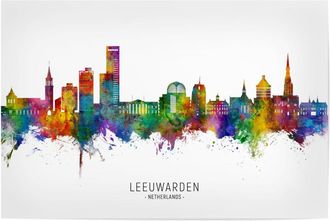 artboxONE Poster 75x50 cm St&auml;dte Leeuwarden Skyline txt - Bild leeuwarden hollandskyline leeuwarden