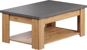 Trendteam Follow - Couchtisch - Eiche/Anthrazit - Wohnzimmertisch mit Ablagefach - (BxHxT) 120 x 46 x 67 cm - Moderner Sofatisch mit Grauer Tischplatte