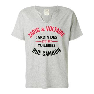 Zadig&Voltaire V-Neck Logo T-Shirt - - Tops - Herren - Grau - XL