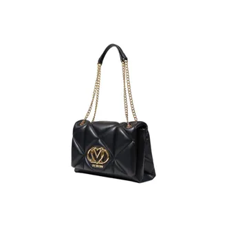 Love Moschino Womens Quilted Polyurethane Shoulder Bag Black